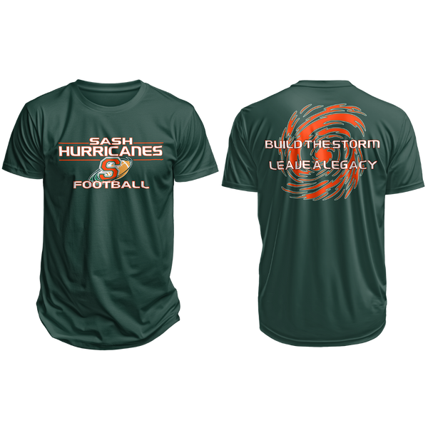SASH HURRICANES FOOTBALL P-CORE TEE - FOREST GREEN - Prodigy Athletic Gear